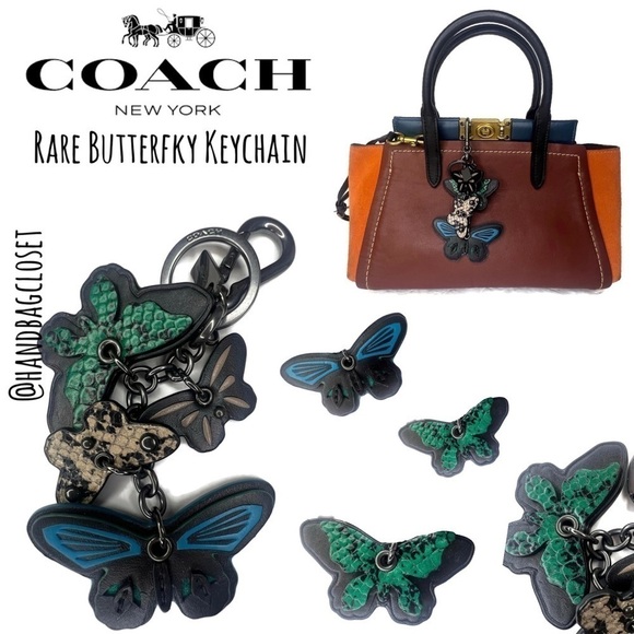 Coach | Bags | Coach Butterfly Keychain Key Charm Fob Green Leather ...